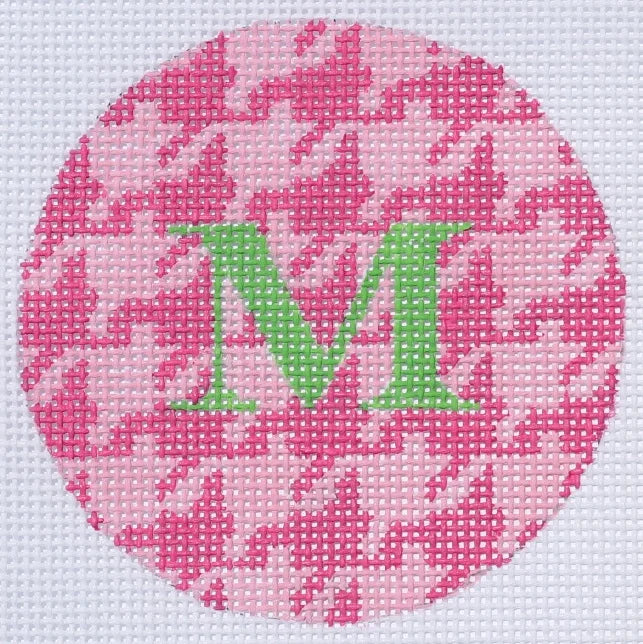 ALB-35 - Bright Disk Letters - Fuchsia and Light Pink Houndstooth, Gra