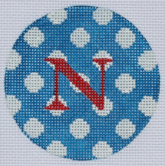 ALB-41 - Bright Disk Letters - Marine Blue with White Polka Dots, Red