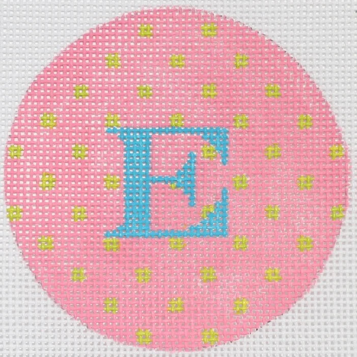 ALB-58 - Bright Disk Letters - Pink and Lime Small Dots, Medium Blue L